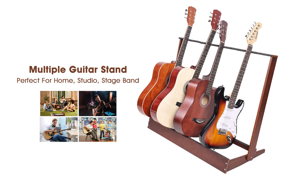 Amazon.com: Guitar Rack for Multiple Guitars, Hardwood Guitar Stand ...