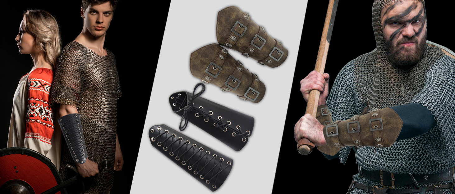 Amazon.com: Jeilwiy Gauntlet Wristband Medieval Vambrace Arm Armor Long ...