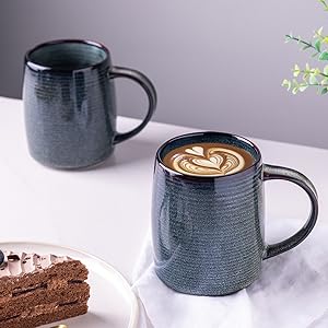 Amazon.com: GBHOME Large Coffee Mugs Set of 6, 18oz Handmade Ceramic ...