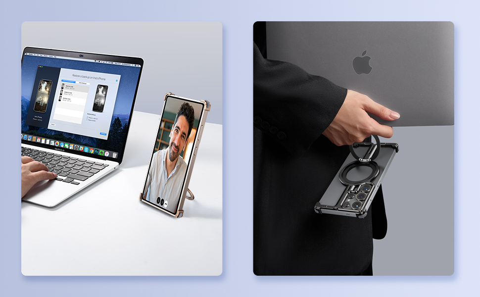 Amazon.com: OGRANEE Metal Frameless Case for Samsung Galaxy S25 Ultra with Magnetic Kickstand ...