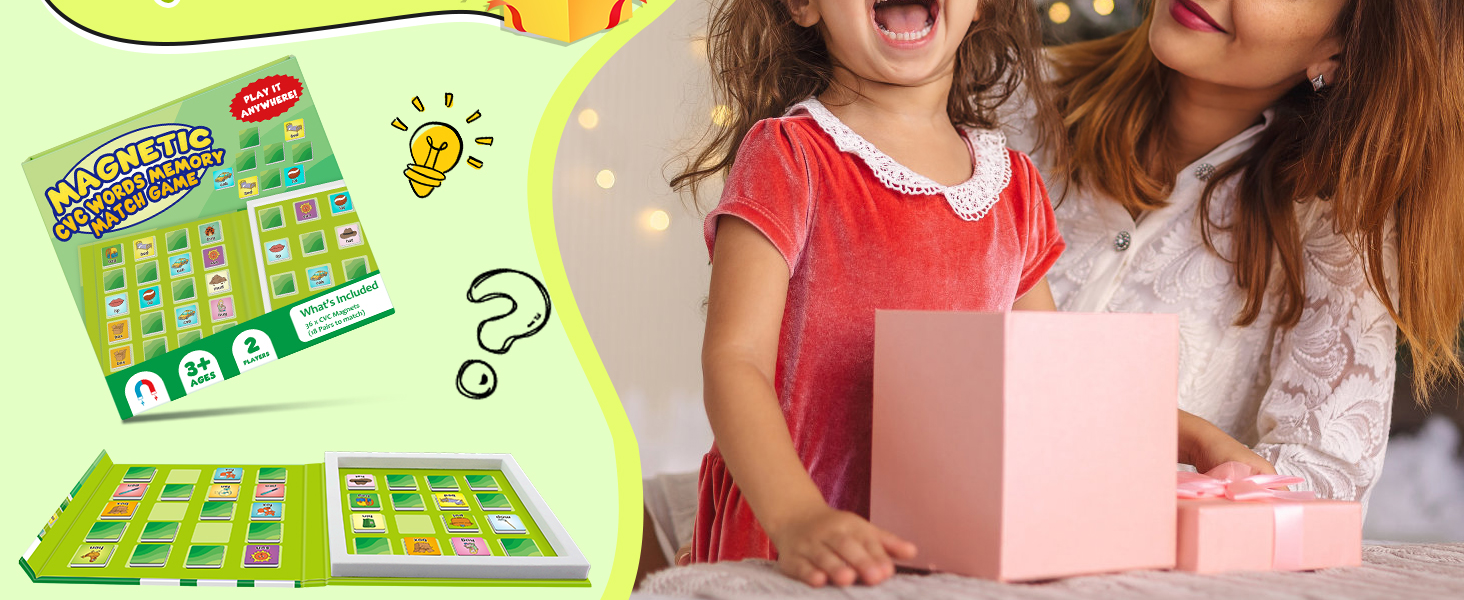 Amazon.com: Torlam Magnetic CVC Word Match Game, Phonics Memory Games for Kids, Travel Party ...