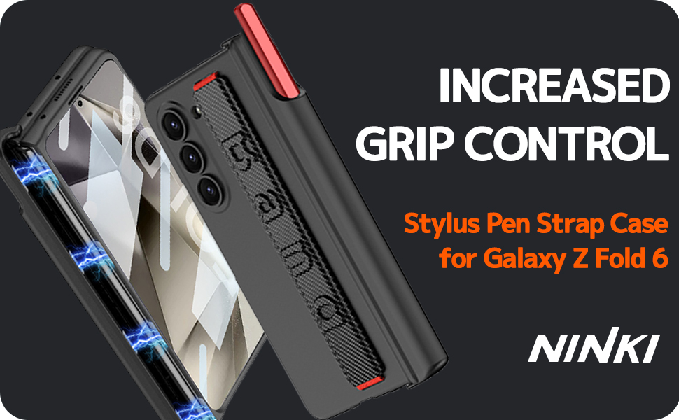 Amazon.com: Ninki Compatible Samsung Galaxy Z Fold 6 Case with S Pen (Red) Carbon Fiber ...