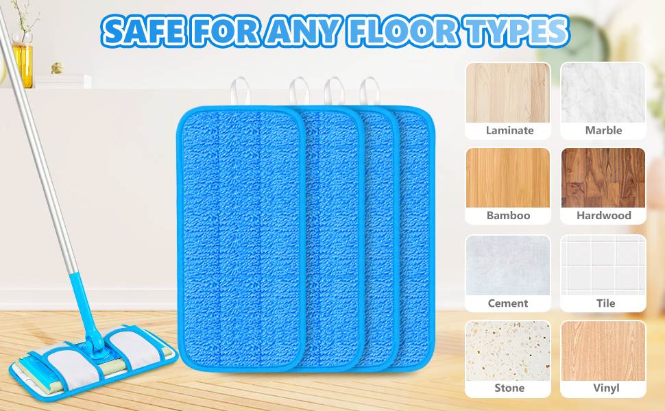 Reusable Mop Pads Compatible with Flash Speedmop, 4 PCS Microfiber Pads ...