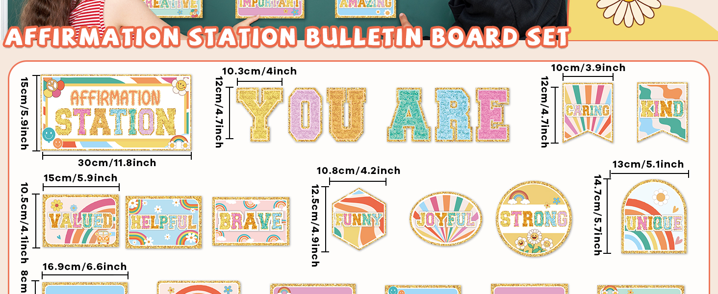 Amazon.com : Hippie Retro Groovy Affirmation Station Bulletin Board Set ...