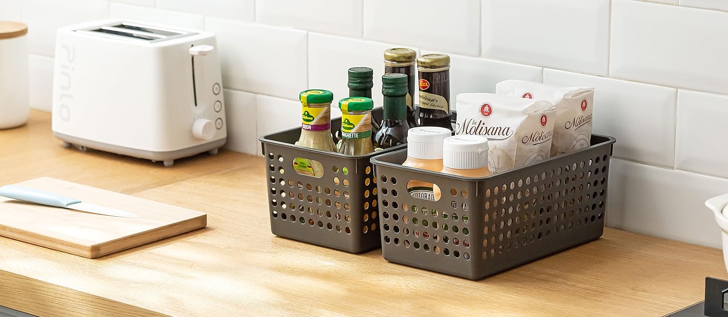 Amazon.com - Pafino 10Pack Plastic Storage Baskets - Small Pantry ...