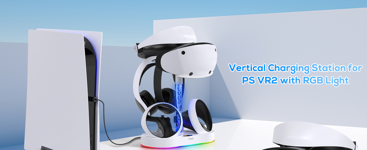 Amazon.com: Updated Charging Stand for PS VR2 with RGB Light, MENEEA Double Sense Charger ...