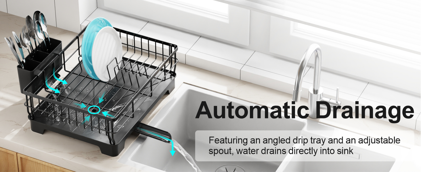 Amazon.com: GSlife Extendable Dish Drying Rack - Large 2-in-1 Dish Racks for Kitchen Counter or ...