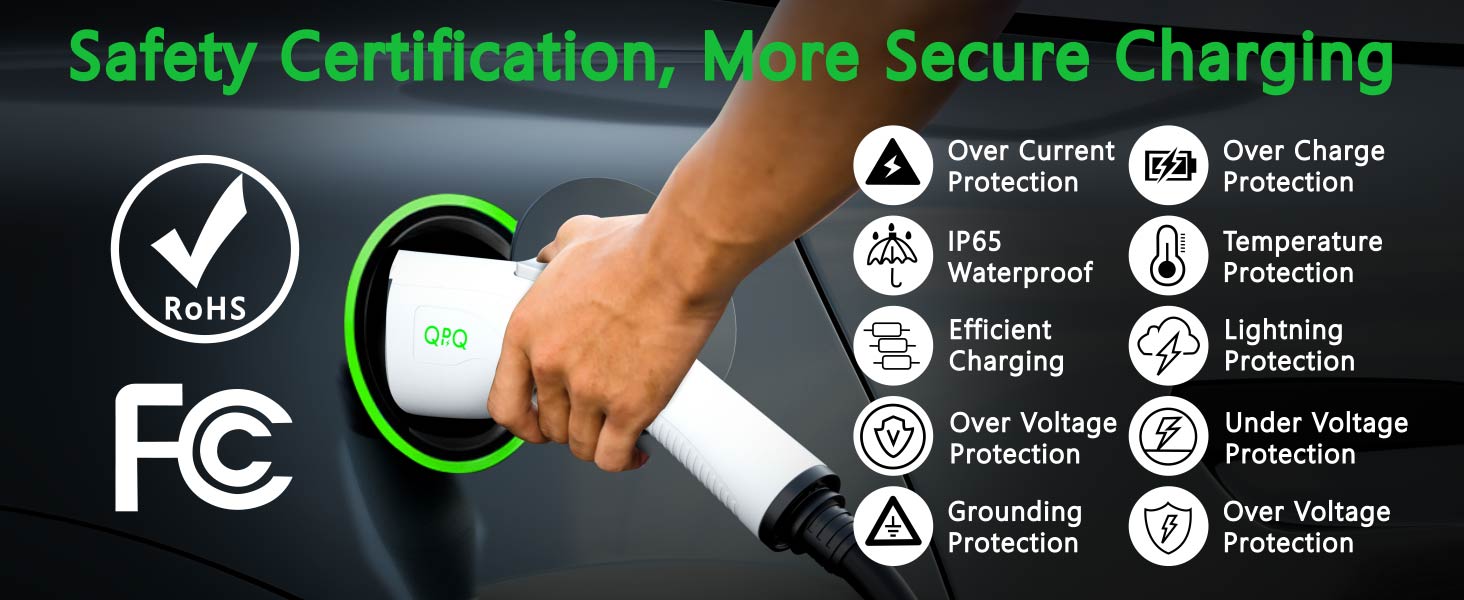 Amazon.com: QPQ Level 2 EV Charger 40A 240V, Portable Electric Vehicle Charging Stations with ...