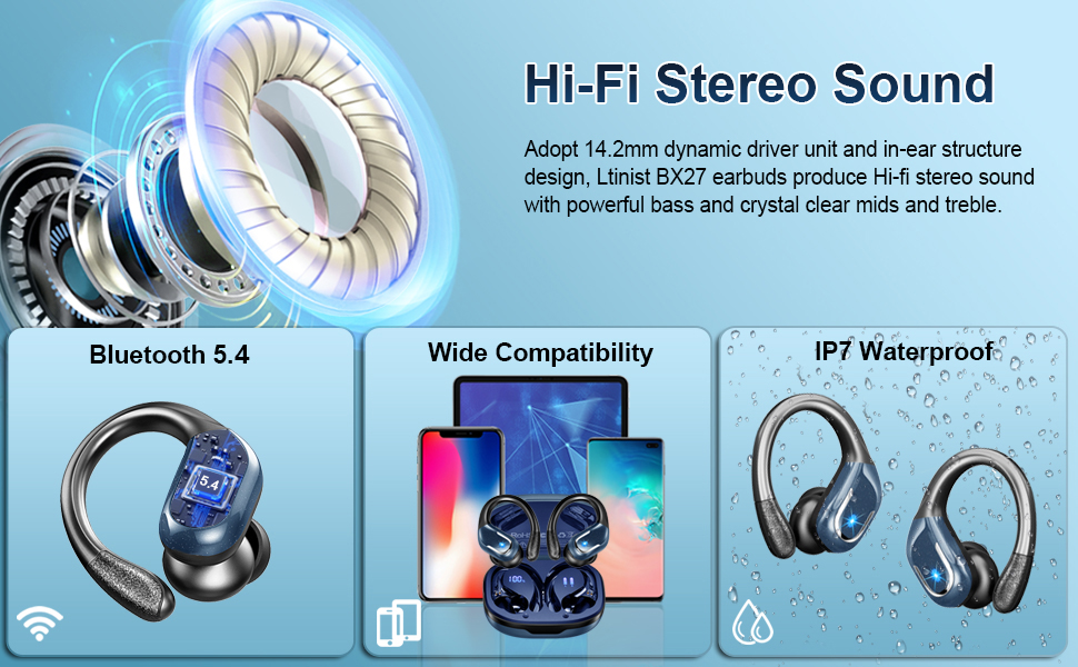 Amazon.com: Wireless Earbud, Bluetooth 5.4 Headphones IP7 Waterproof ...