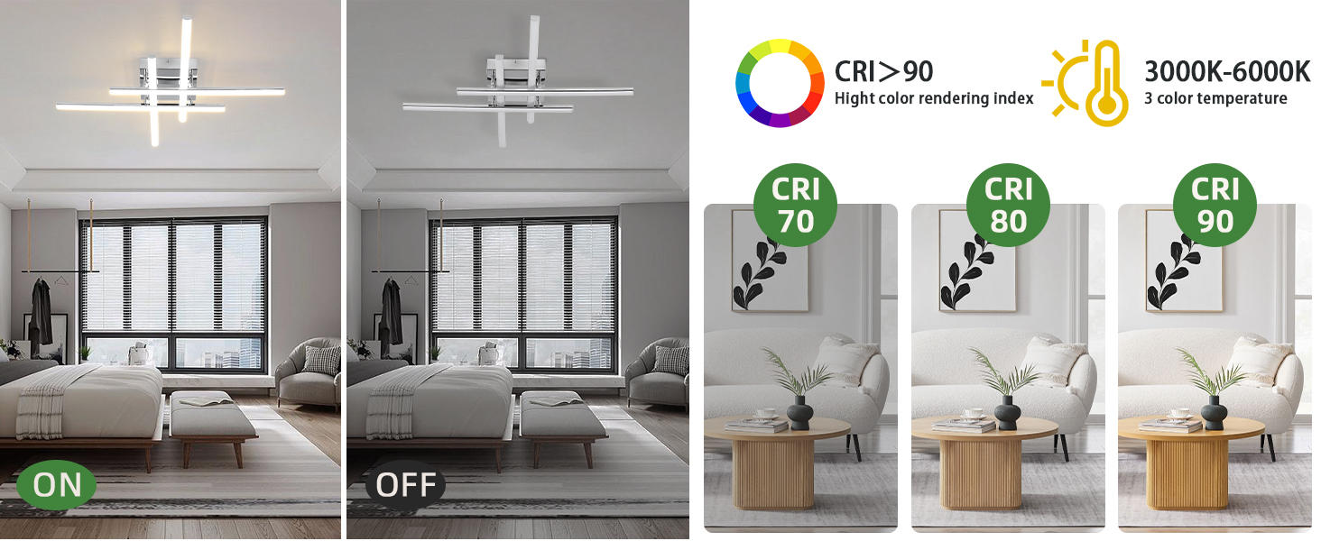 CANEOE Modern LED Ceiling Light Fixture 38W Dimmable Flush Mount ...