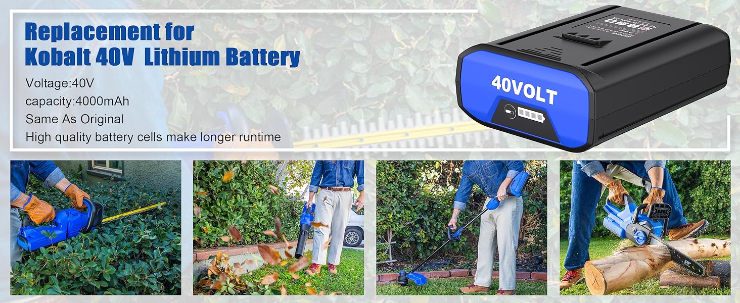 Amazon.com: New 40V 4000Mah Battery Replacement for Kobalt 40V 4.0ah Rechargeable Lithium Ion ...