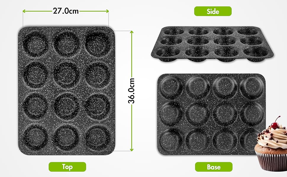 Scoville NEVERSTICK 12 Cup Cupcake Tray, Large Non-Stick Oven Tray ...