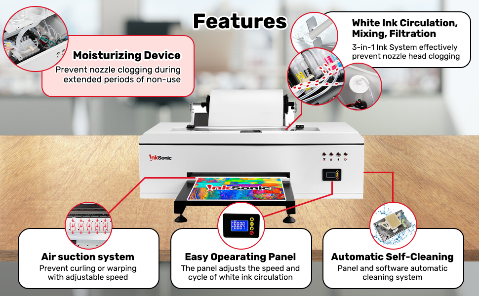 Amazon.com: INKSONIC R1390 A3 T-Shirt DTF Printer, DIY Direct to Transfer Printing Machine with ...