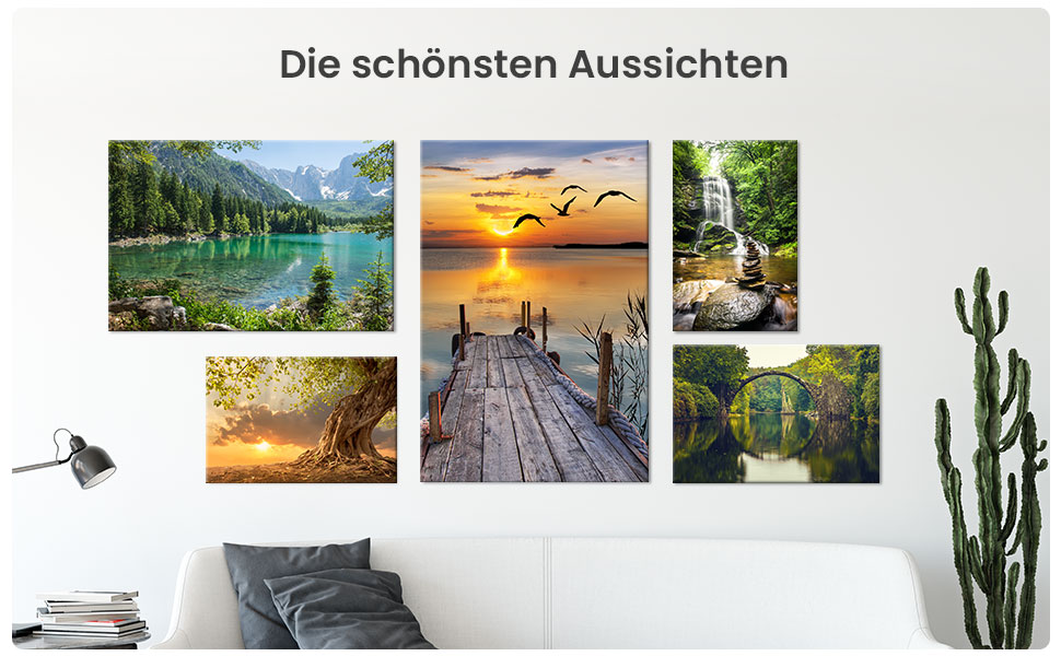 Pixxprint Steg bei Sonnenuntergang Format: 80x60 auf Leinwand : Amazon.de: Küche, Haushalt & Wohnen