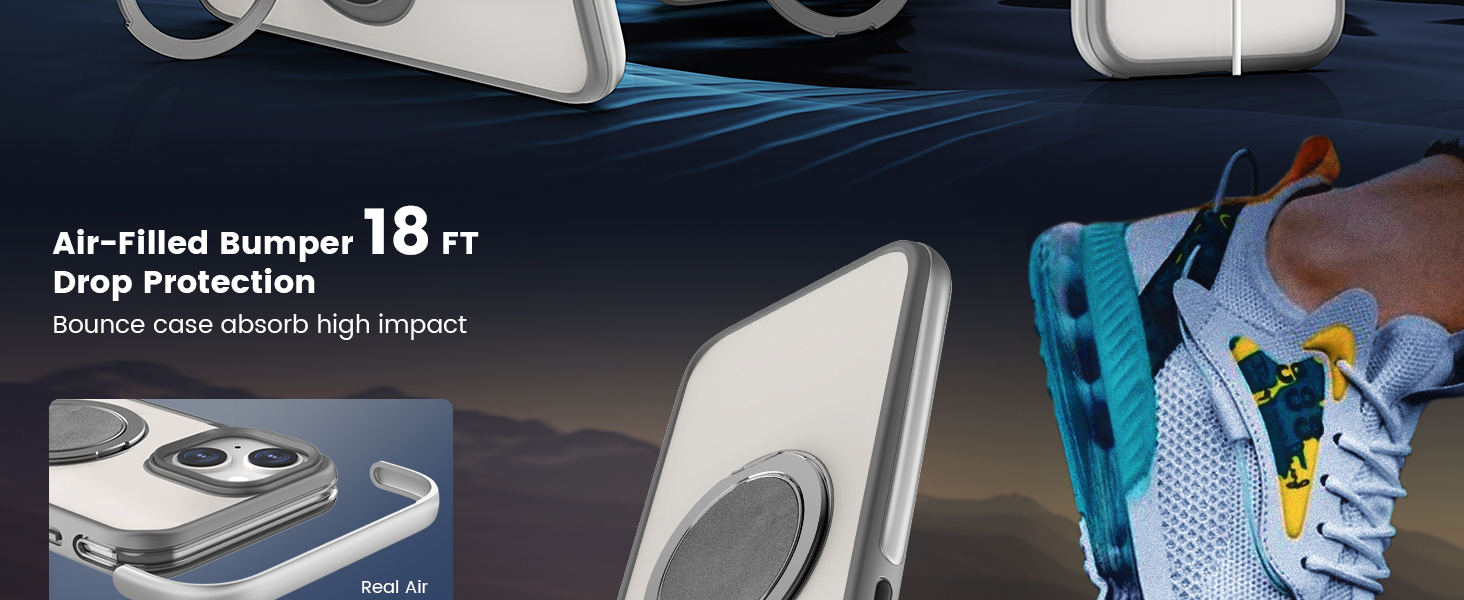 Amazon.com: LAUDTEC Air-Filled Bumper Case for iPhone 15 with Stand, 360° Rotatable Magnetic ...