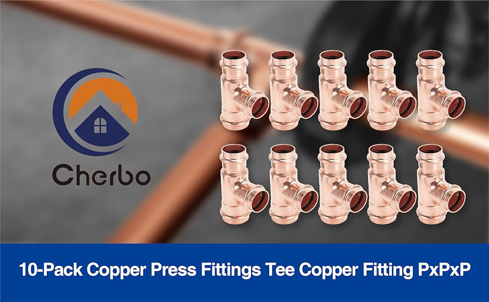 Amazon.com: Cherbo Copper Press Fittings 1/2 inch Tee Copper Coupling PxPxP 10-Pack Zero Lead ...