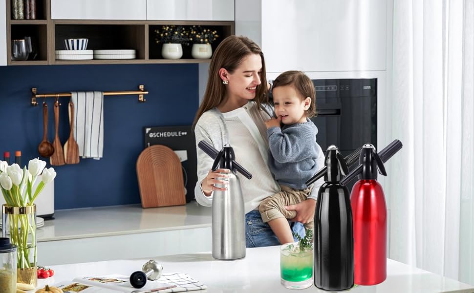 Amazon.com: Soda Siphon 1L Sparkling Water Maker,Aluminum Portable Seltzer Water Maker ...