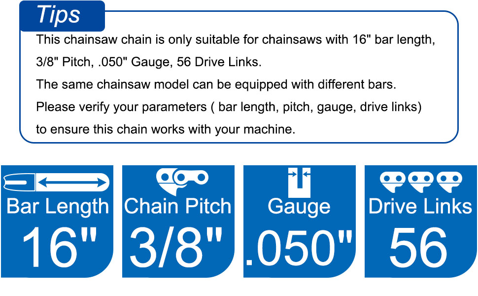 Opuladuo 2X 16 Inch (40 cm) Chainsaw Chains for Einhell GH-EC 2040, Replacement Chain Saw Chain ...