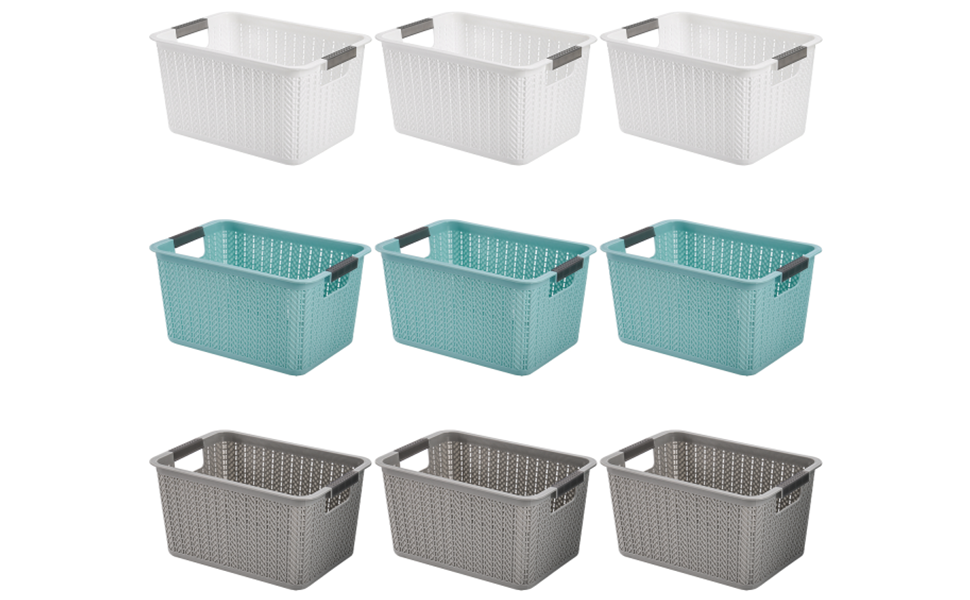 Amazon.com: Lawei 9 Pack Plastic Storage Baskets, 10.5 x 7.1 x 5.5 Inch ...