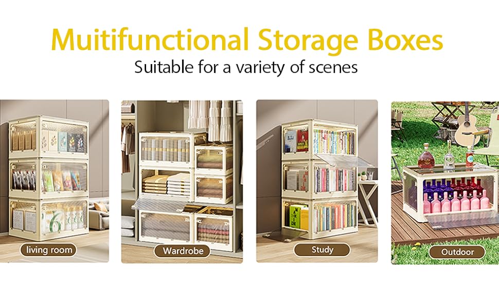 HOTRCR Extra Large Plastic Storage Box with Lid, Stackable Storage Box ...