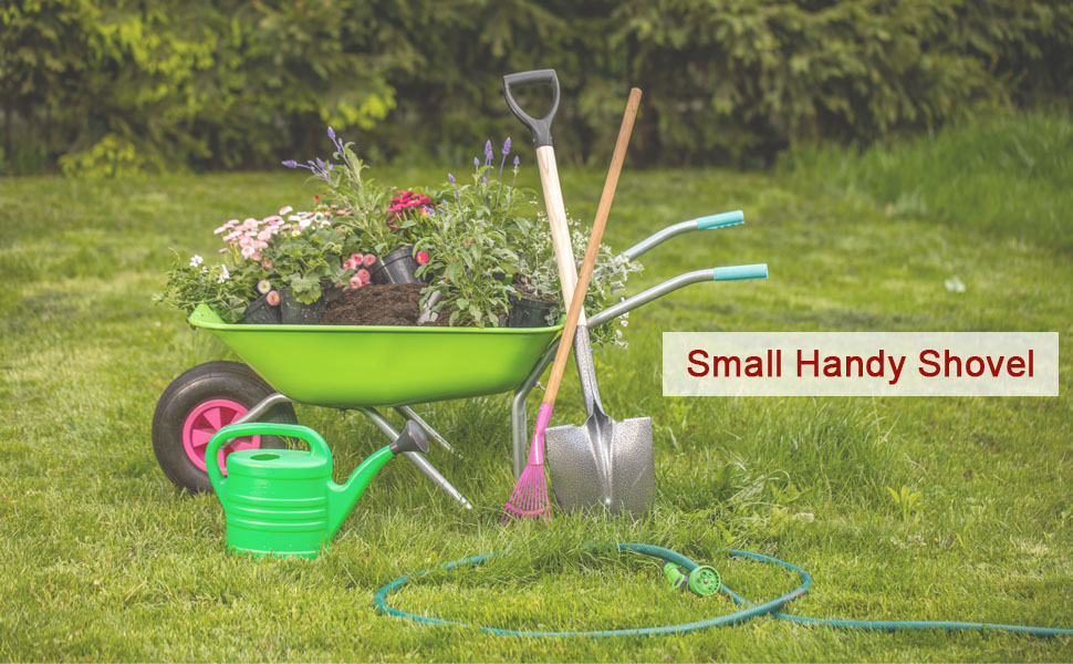 Amazon.com : HARFINGTON Small Garden Spade Shovel 29" Manganese Steel Round Shovel with Wooden ...