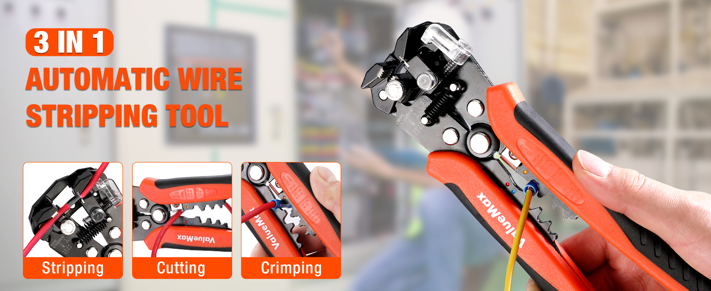 ValueMax 266PCS Wire Stripper Tool Kit, Self-adjusting 8" Automatic Wire Stripping Tool for AWG ...