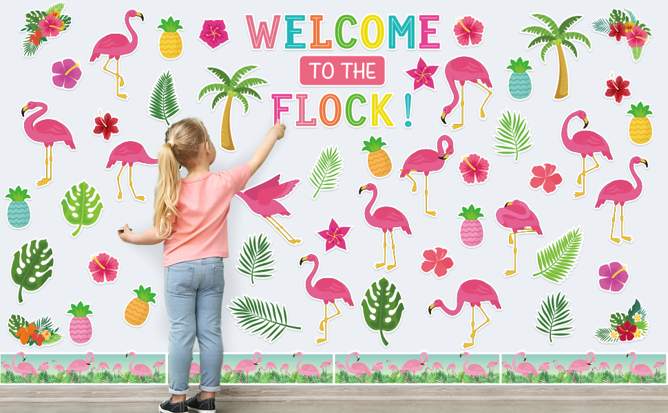 Amazon.com: AsodSway 144Pcs Summer Flamingo Cutouts Student Back to ...