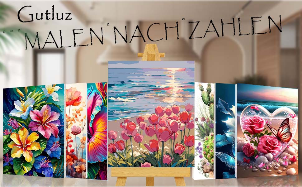 Gutluz Malen Nach Zahlen Erwachsene Blumen am Meer Malen Nach Zahlen Blume Malen-Nach-Zahlen ...