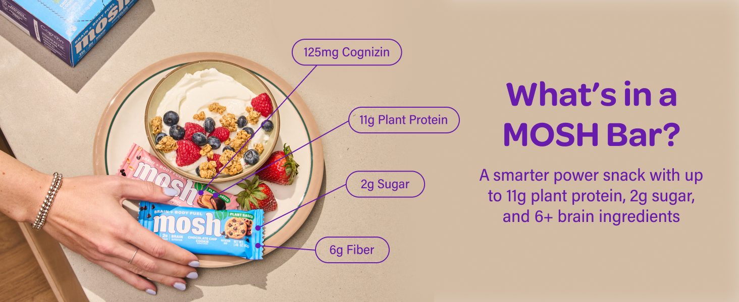 Amazon.com : MOSH Variety Pack Vegan Protein Bars, Plant Based, Keto, Gluten Free, Brain Healthy ...