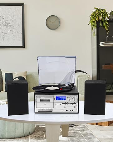 Amazon.com: MUSITREND Record Player 9 in 1 3 Speed Bluetooth Vintage ...