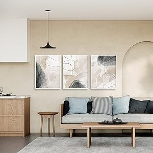 Amazon.de: Sarah Duke 3er Poster Set, Beige Abstrakt Wandbilder Wohnzimmer Bilder, Moderne ...