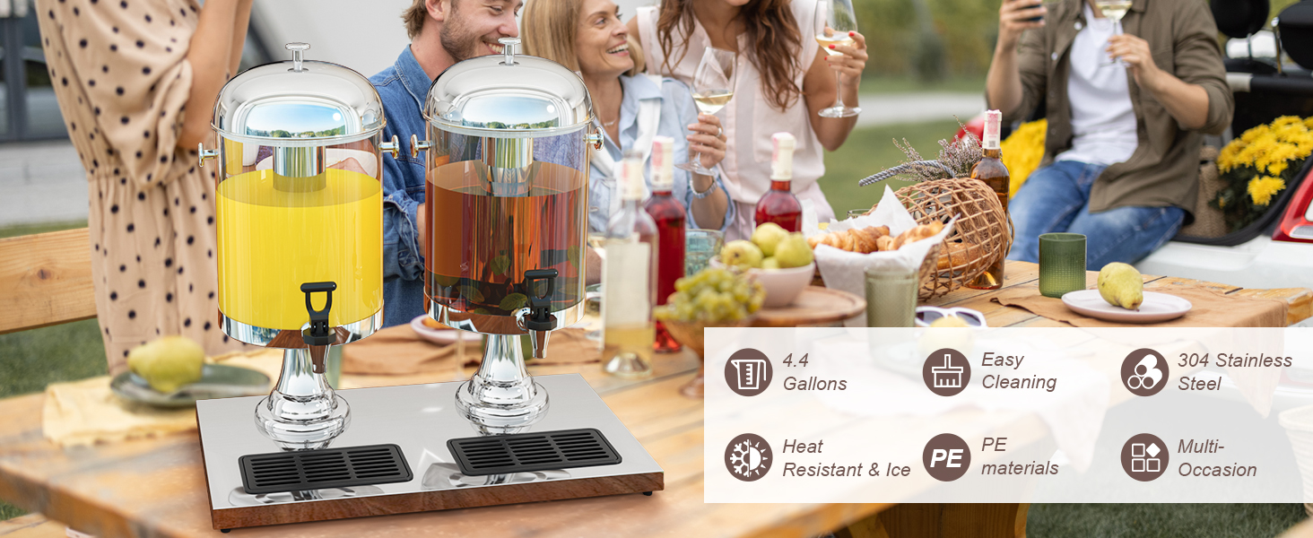 Amazon.com: GOOFCXO Beverage Dispenser, 4.4 Gallon/16-L Commercial Beverage Dispenser Cold Drink ...