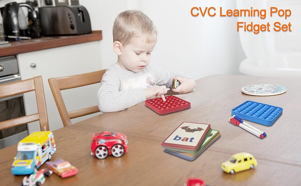 Amazon.com: Proweber CVC Learning Pop Fidget Set with Flash Cards - Educational Spelling and ...