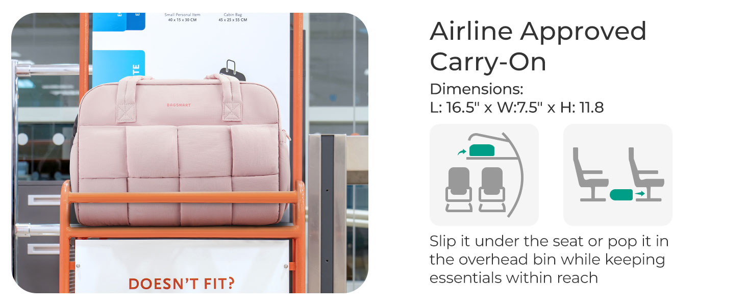 BAGSMART Gym Bag for Women, 29L Puffer Travel Duffle Bag for Travel with Laptop Compartment ...