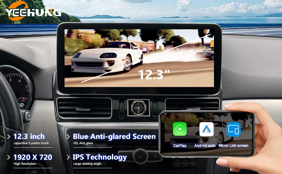 Amazon.com: YEEHUNG W166 X166 Android 13 12.3" Blue Anti-glared HD Touch Display Screen, 8+128G ...