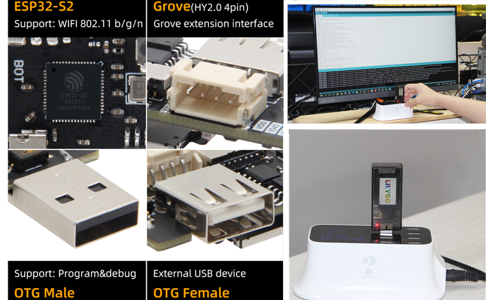 Amazon.com: LILYGO T-Dongle ESP32-S2 Wireless WiFi Module OTG Interface 1.14 inch LCD Display ...