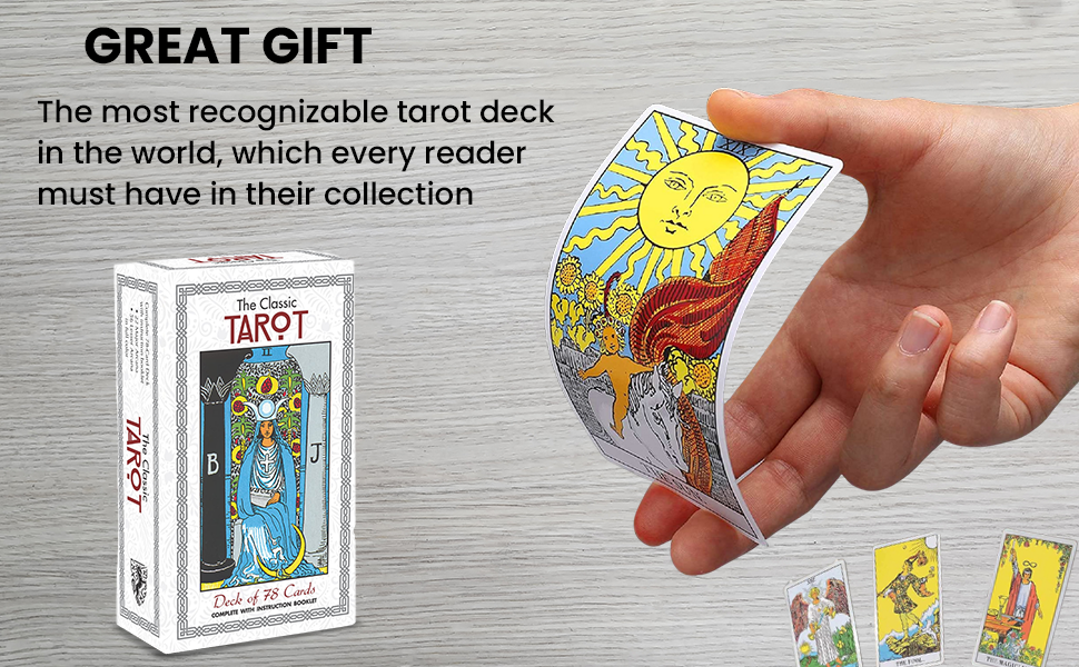 Classic Tarot Cards Deck with Detailed Guidebook - 78 Original Smith Artwork, Traditional Tarot ...