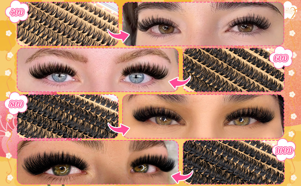Amazon.com: Calphidar Eyelash Clusters 30D+40D+50D+60D+80D+100D Lash Clusters Wispy Individual ...