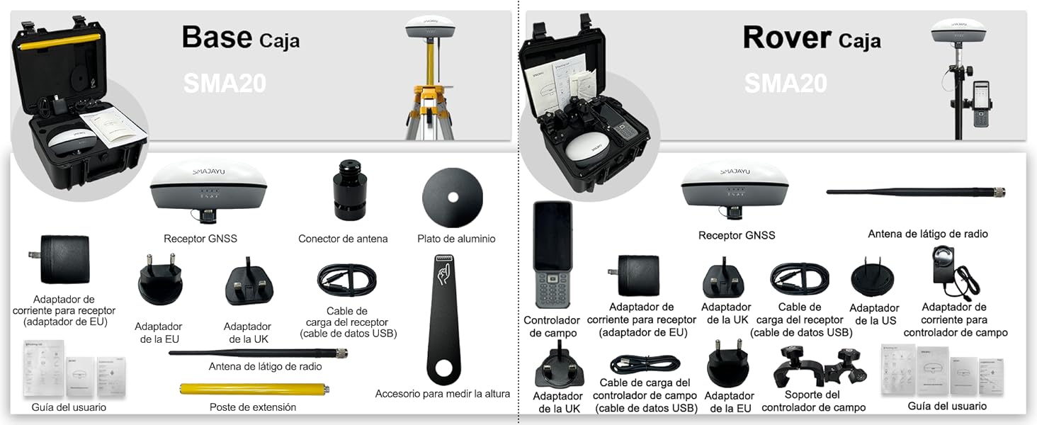 SMA20 RTK Base Rover Equipo de topografía terrestre(Incluye trípode y Poste) : Amazon.com.mx ...