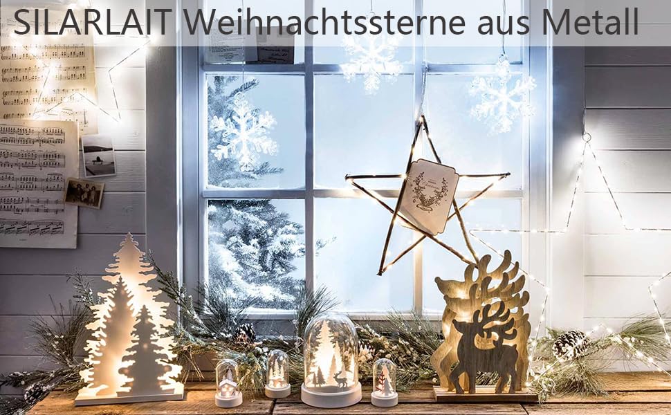 Amazon.de: SILARLAIT 9 Stück Metall Stern Schwarz, 2er 30/25/20 cm & 3er 10cm Metallstern ...