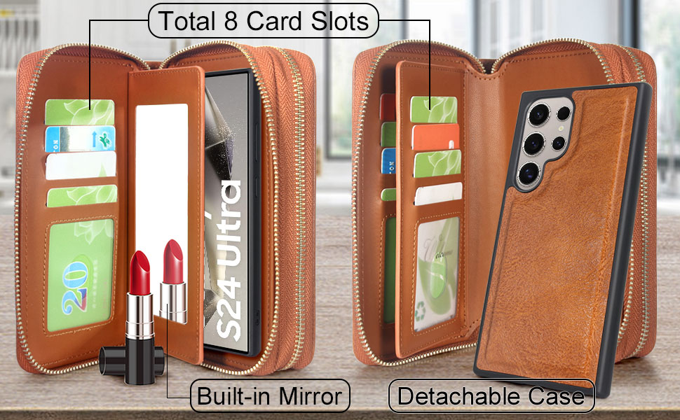 Amazon.com: Harryshell Compatible with Samsung Galaxy S24 Ultra 5G Case Wallet Multi Zipper ...
