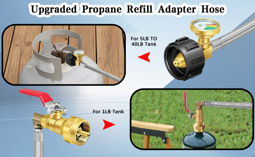 Amazon.com : Upgraded Propane Refill Adapter Hose Kit, 36" Propane Refill Hose for 1 lb. Tanks ...