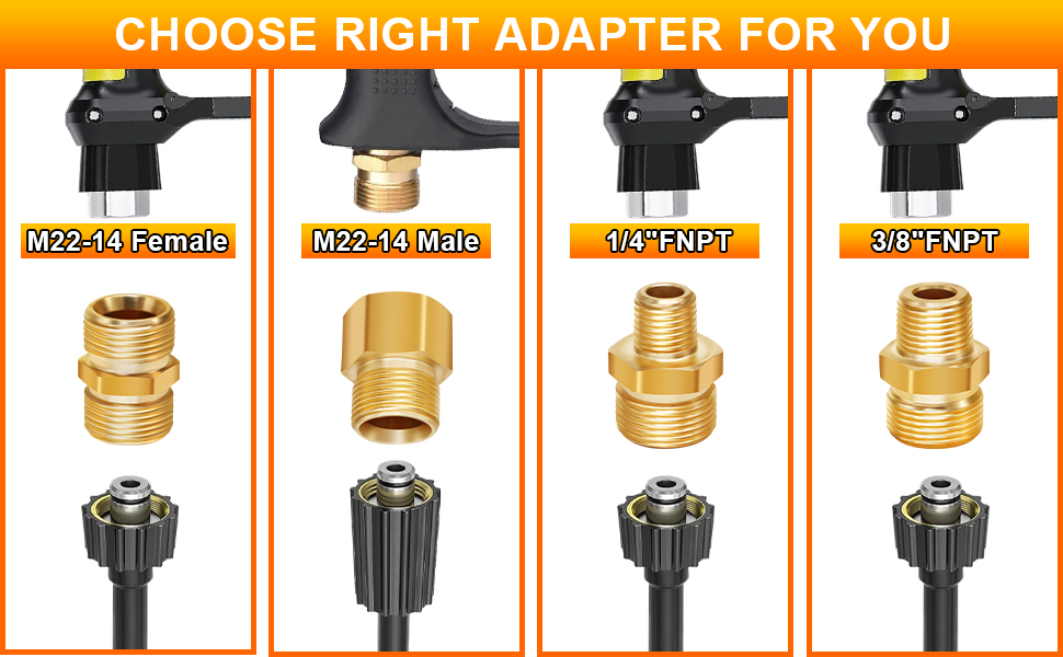 Amazon.com: Boltigen 2PCS M22 Pressure Washer Hose Adapter, M22-14 Male x M22-15 Male Power ...