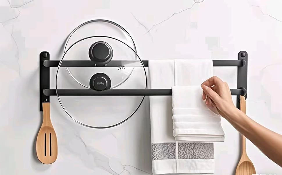 Badezimmer Handtuchhalter, Handtuchregal Schwarz Matt Handtuchstange mit Handtuchhaltern und ...