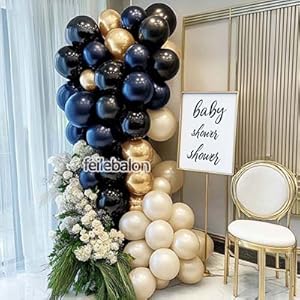 Amazon.com: Navy Blue Black Balloon Arch - Double Stuffed Pearl White Sand, Dark Royal Blue Gold ...