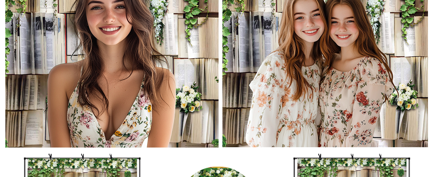 Amazon.com : KUKUSOUL 7x5ft Book Backdrop for Party Flower Garlend Book Pages Wedding Background ...