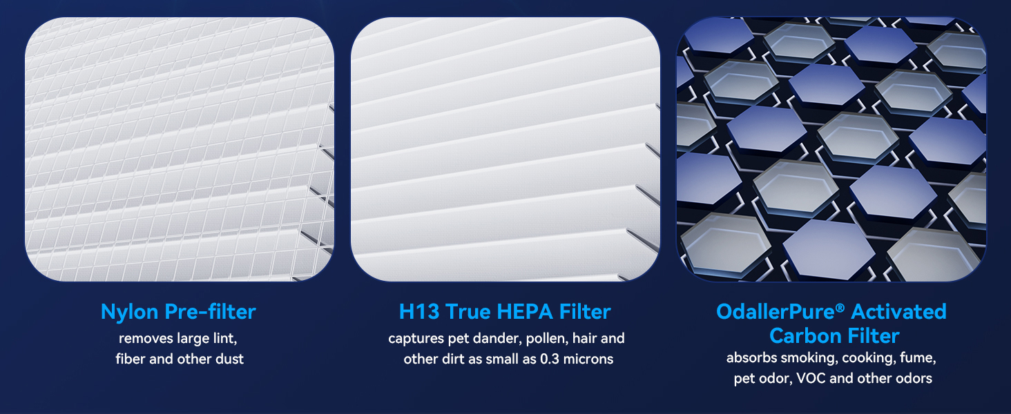 Amazon.com: Genuine MSB5 Air Purifier Filter Replacement, 3-in-1 High-Efficiency H13 True Hepa ...