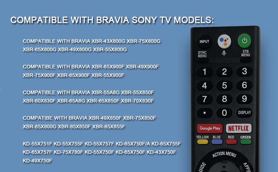 Amazon.com: RMF-TX310U Voice Replacement Remote for Sony Bravia TV Smart TV XBR-43X800G XBR ...