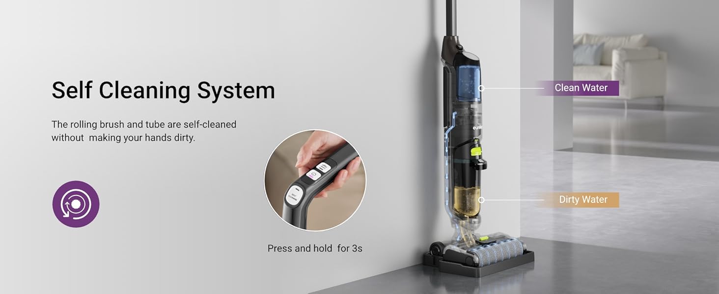 Amazon.com: Eureka Wet Dry Vacuum Cleaner Cordless, Mop Vacuum Cleaner with Self-Cleaning System ...