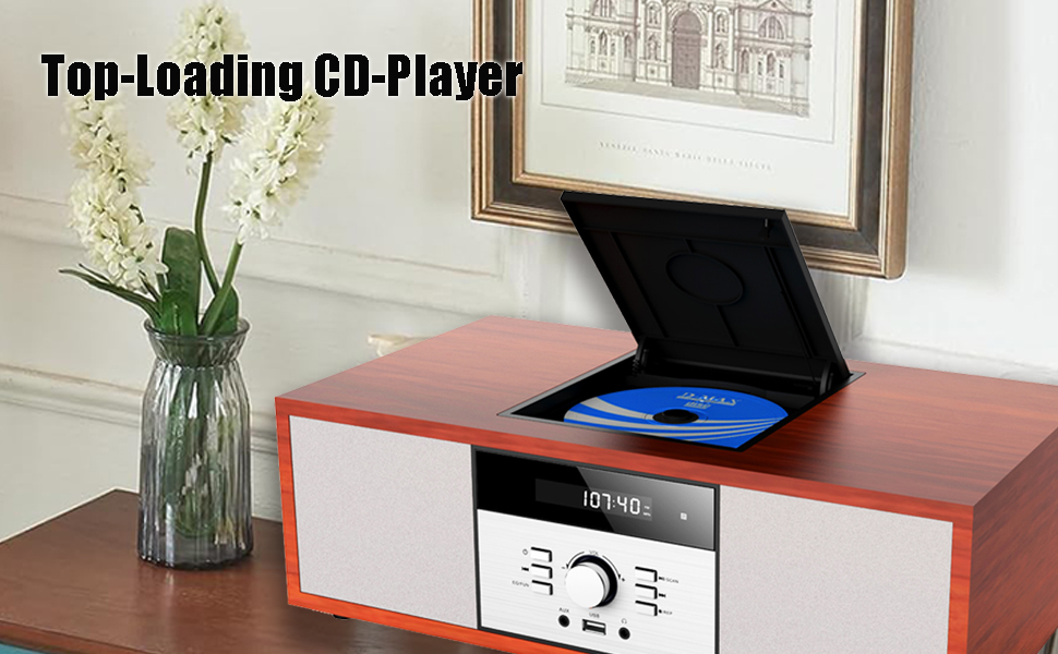 WISCENT Bluetooth Vintage Style Retro Look Micro Audio Streaming CD ...